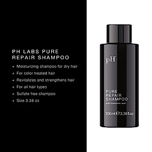pH Labs Pure Repair Moisturizing Shampoo 3.38 oz - Hydrating Shampoo for Dry, Damaged & Color-Treated Hair - Revitalizing, Nourishing Formula to Restore Softness, Shine & Strength