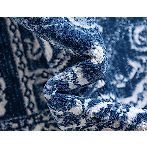 Rugs.com Boston Collection Rug – 2' x 3' Blue Low-Pile Rug Perfect for Living Rooms, Large Dining Rooms, Open Floorplans