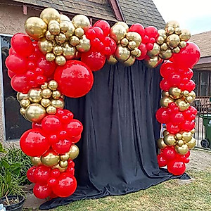 Red and Gold Balloons Garland Arch Kit, 122Pcs 18 12 10 5In Red Metallic Gold and Gold Confetti Balloons with Balloon Strip for Graduation Anniversary Wedding Bachelorette Birthday Party Decorations