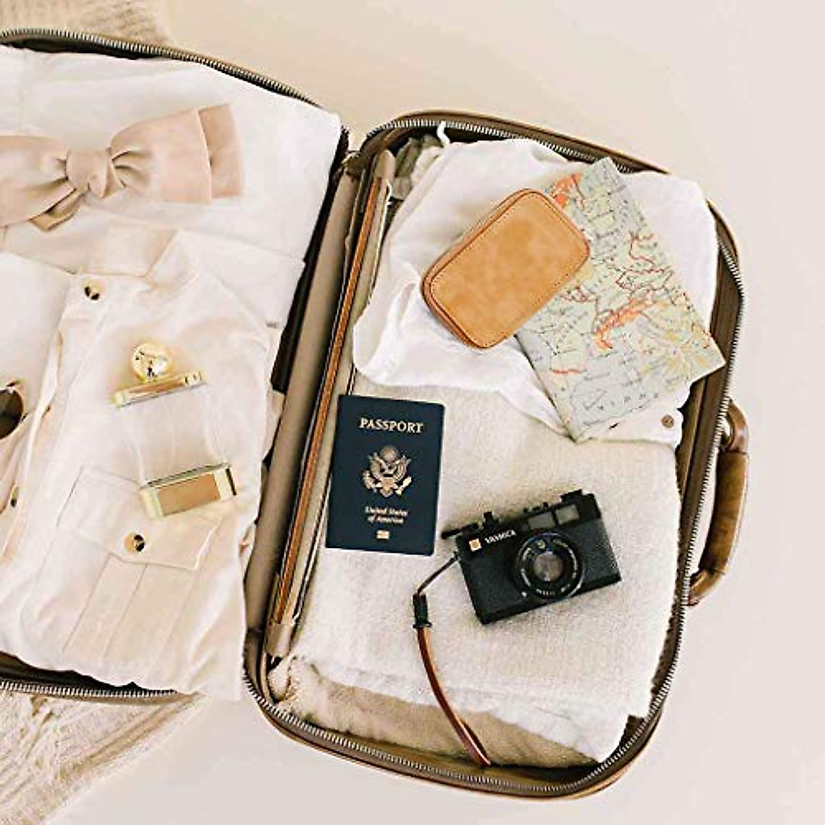 Travel Jewelry Case, Leather Zippered Jewelry Organizer Box for Girls Women Gift with Velvet Necklace Earring Ring Holder Brown