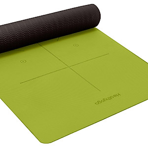Heathyoga Eco Friendly Non Slip Yoga Mat, Body Alignment System, SGS Certified TPE Material - Textured Non Slip Surface and Optimal Cushioning,72"x 26" Thickness 1/4"