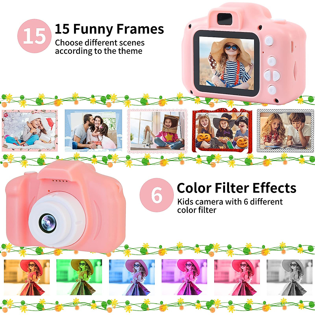 FKATEEN Kids Camera Underwater Waterproof Digital Camera for Kids 2 Inch IPS Screen 1080P HD Kids Video Action Camera for 3 4 5 6 7 8 9 10 Year Old Girls Boys Thanksgiving Christmas Birthday Gift