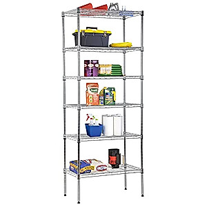 Dlewmsyic Wire Shelving Unit, 6-Tier Metal Shelf Height Adjustable 13" D x 23" W x 59" H 900 Lbs Capacity Separable Rack for Kitchen Pantry Office Storage Shelves, Chrome