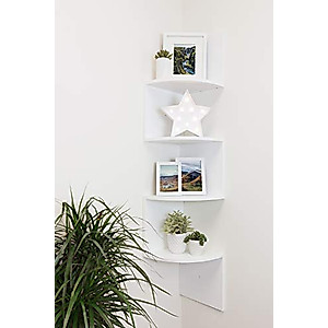 Kiera Grace Classic Provo Corner Ladder Bookshelf Home Décor Furniture, 12 x 57 inches, White