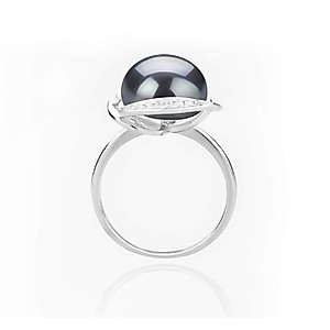 Wendy Black 11-12mm AAA Quality Freshwater 925 Sterling Silver Cultured Pearl Ring For Women - Size-6