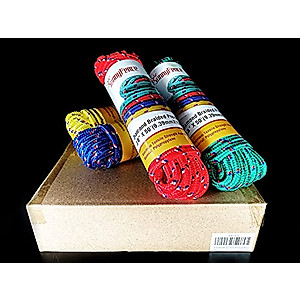 SunnyFence 3/8”, 200ft / 61m, (4 Packs X 3/8” X 50ft) Diamond Braided Polypropylene Premium Rope/Ropes Heavy Duty Rope with Red/Yellow/Blue/Green