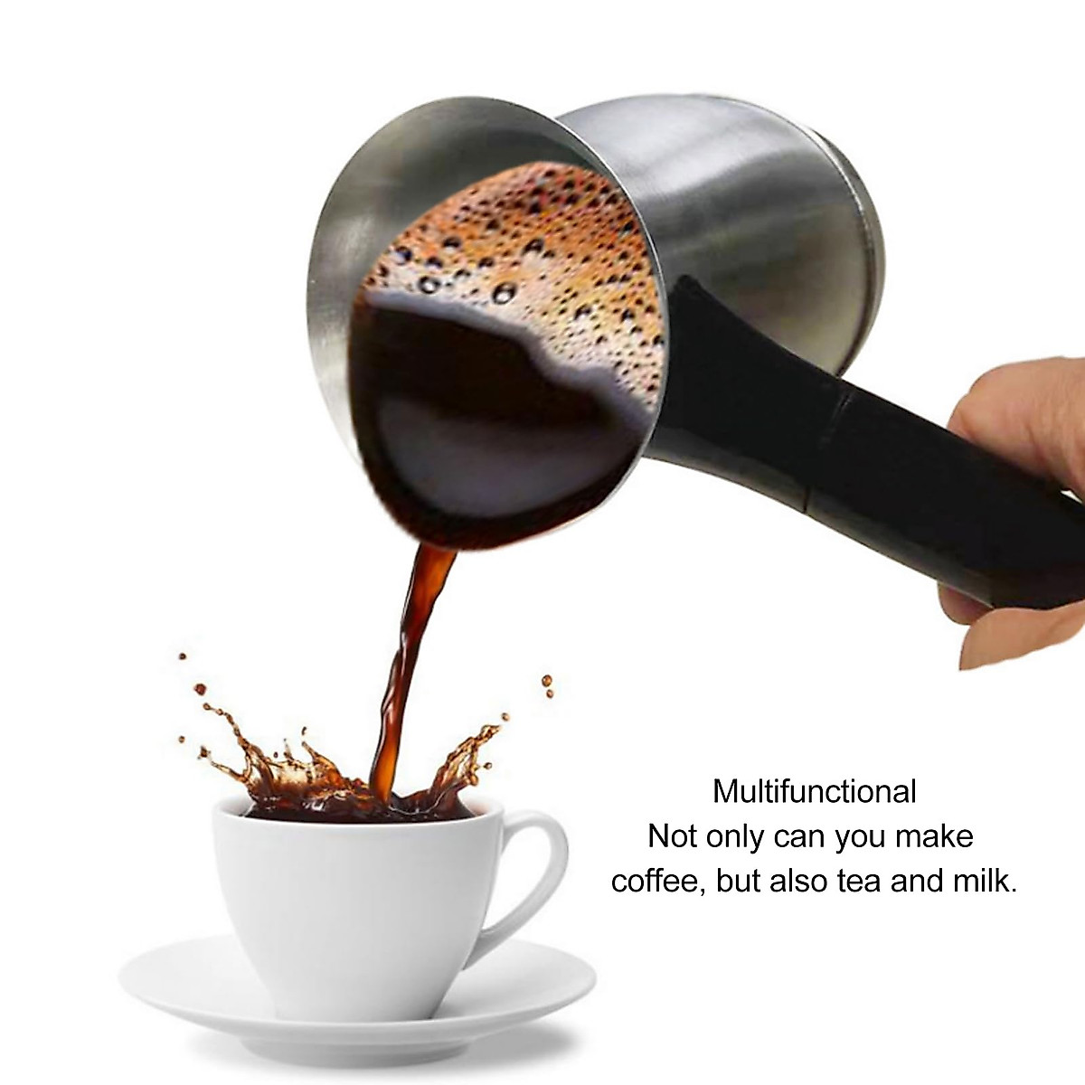 Turkish Coffee Maker, Turkish Electric Coffee Maker Machine, 5 to 6 Cup Brewing Capacity, for Delicious Turkish & Greek Coffee, Stainless Steel Turkish Coffee Pot 600ml