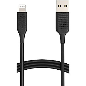Amazon Basics USB-A to Lightning ABS Charger Cable, MFi Certified Charger for Apple iPhone 14 13 12 11 X Xs Pro, Pro Max, Plus, iPad, 6 Foot, Black