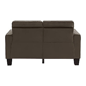Lexicon Leighton Fabric Loveseat with 2 Pillows, 57" W, Chocolate