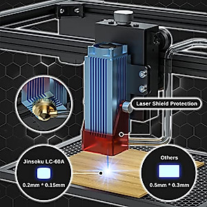 Genmitsu Jinsoku LC-60A 5.5W Laser Engraver Cutter with Air Assist System, 24-in x 24-in Large Laser Engraving Cutting Machine for Wood, Emergency Stop, Dual Y-axis Motors