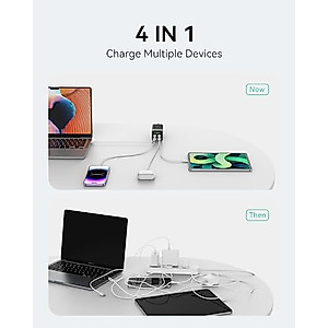 MOKiN 120W USB C Charger Block, 4 Port GaN+ Fast Desktop Charger, Laptop Power Adapter for iPhone 15/15 Pro/15 Plus/15 Pro Max, Galaxy S23, iPad Pro, MacBook Pro, Dell XPS 13, Lenovo ThinkPad.