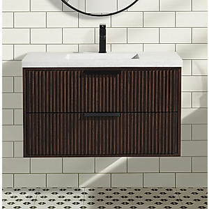 ARI KITCHEN & BATH San Diego 36" Floating Bathroom Vanity Walnut