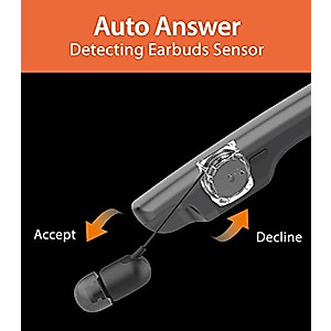 EXFIT BCS-700 | Wireless Bluetooth Headphone Neckband with Retractable Earbuds, Auto Answer on Earbud Pull for Office, Phone Call (Charcoal Black)
