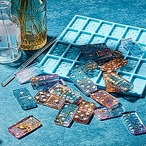Domino Mold for Epoxy Domino Mold for Resin Candy Molds Clay Mold Dominoes Molds 28 Cavities Silicone Mold for Pendant Epoxy Molds Cake Jewelry Making Tool (Blue,125 Gram)