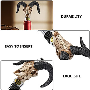 SEWACC 2pcs Decorative Wine Stoppers Animal Skull Champagne Bottle Stopper Gothic Goat Wine Stopper for Christmas Ball Party Bar Black