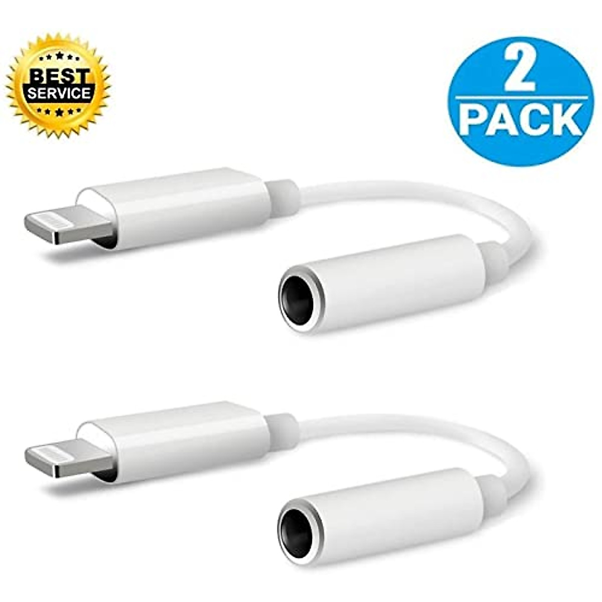 [Apple MFi Certified] Lightning to 3.5 mm Headphone Jack Adapter, 2 Pack Earphone Audio Jack Aux, Dongle Cable Compatible with iPhone 13/12/11 Pro/XR/XS Max/X/8/7 Support All iOS& Music Control