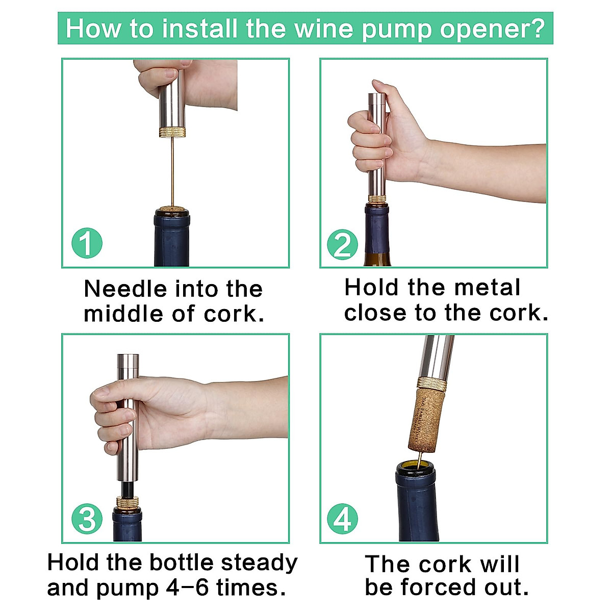 Hanload Air Pressure Wine Bottle Opener, Pocket Corkscrew Wine Opener, for Home, Restaurant, Party, Travel, Camping, Gift for Wine Lover