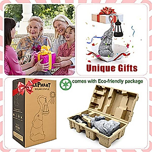 Goodeco Elephant Statue with Solar Lantern - Ideal Gifts for Women, Mom or Birthday, Beautifully Crafted Elephant Lamp Outdoor Statues, Garden Decor Made Easy (Elephant)