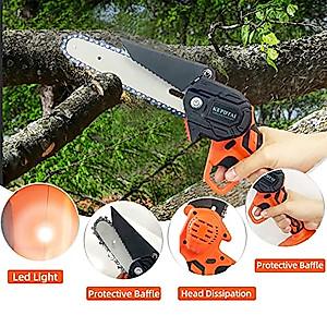 Mini Chainsaw 6 Inch & 4 Inch, KEPDTAI Cordless Chainsaw Set, 550W Electric Chainsaw 24V Rechargeable Battery Portable Small Chainsaw with Safety Lock for Tree Pruning Wood Cutting Branches Shears