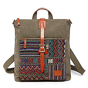 TSD Brand Four Seasons Convertible Canvas Backpack (Olive)