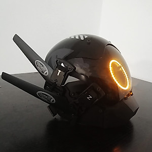 YYINYUAN Punk Mask Cosplay Costumes Black Full Face Samurai Mecha Mask Halloween Party LED Mask for Men Women (Yellow)