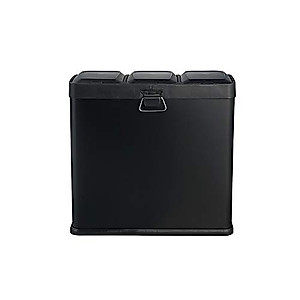 The Step N' Sort 16 Gallon, 3 Compartment Trash and Recycling Bin in Black, Large (900603B)