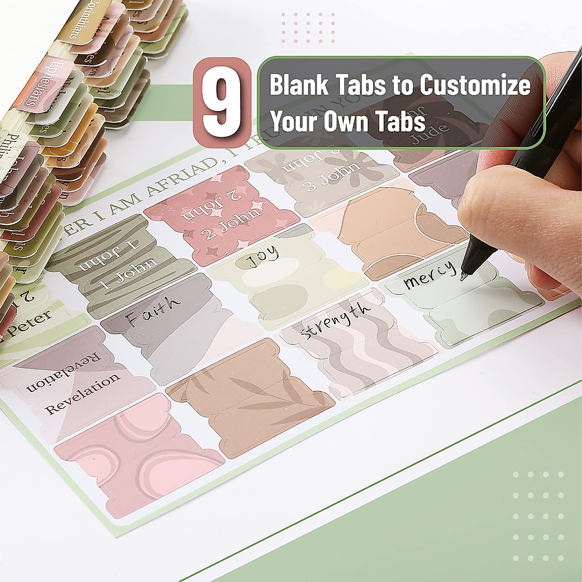 Mr. Pen- Bible Tabs, 75 Tabs, Boho Theme, Laminated Bible Tabs for Women and Men, Bible Tabs for Study Bible, Bible Index Tabs, Bible Book Tabs, Bible Labels Tabs, Mr Pen Bible Tabs