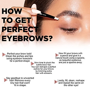 JustBlanks Professional Tweezers Eyebrows Tweezers for Men Stainless Steel Precision Tweezers for Women Facial Hair Blackhead Eyelash - 2 Years Free Replacement Warranty (Pack of 1)