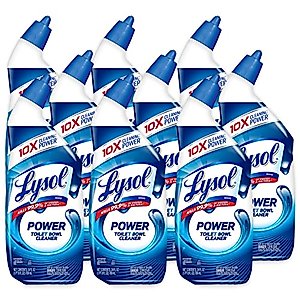 Lysol Power Toilet Bowl Cleaner Gel, For Cleaning and Disinfecting, Stain Removal, 24oz ( 9 count)