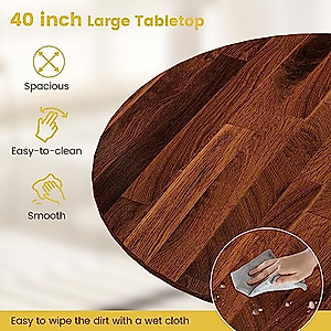 Giantex Wooden Dining Table, 40" D X 29" H, Pedestal Tables W/Round Tabletop & Curved Trestle Legs, 4-Person Round Dinner Table for Kitchen, Dining Room, Living Room (40" D, Walnut)