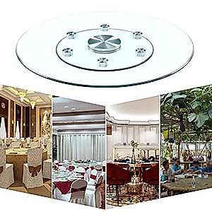 Tempered Glass Lazy Susan Turntable For Dining Table, Round Table Top Rotating Tray, Transparent Rotating Round Turntable 80 CM, Aluminum Alloy Bearing, Silent/Smooth/Not Easy To Dump Aluminium Alloy