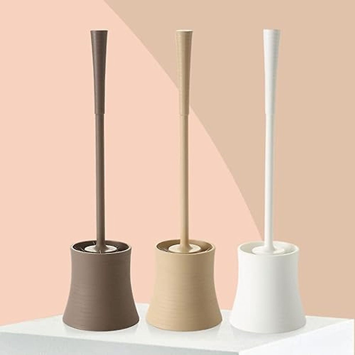 SAAKO Portable Toilet Bowl Brush Floor Standing Toilet Brush Practical Toilet Cleaner Brush with Plastic Long Handle for Bathroom