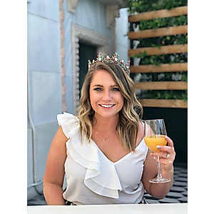 SNOWH Baroque Queen Crowns and Tiaras, Crystal Wedding Crown for Women, Vintage Birthday Tiara, Halloween Costume Party Hair Accessories with Gemstones