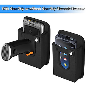 2 Way Barcode Scanner Holster, Rugged Vertical Carrying Case Pouch for Zebra TC75x, TC75, TC70x, TC70, TC72, TC77, M60, MC65, MC67 fit for Handheld Grip Cover with Metal Clip & Belt Loops