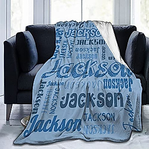 SIMIEEK Custom Blanket Personalized with Name Text, Customized Flannel Throws Blankets for Baby Adults Kids Birthday Valentines Day Gift, 50x40 Inches Inches, Blue