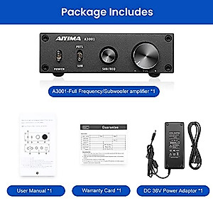 AIYIMA A3001 Mini Stereo Amp 200W Subwoofer Amplifier Class D Mono Amp with Full-Frequency & Sub Bass Home Audio Speaker amp
