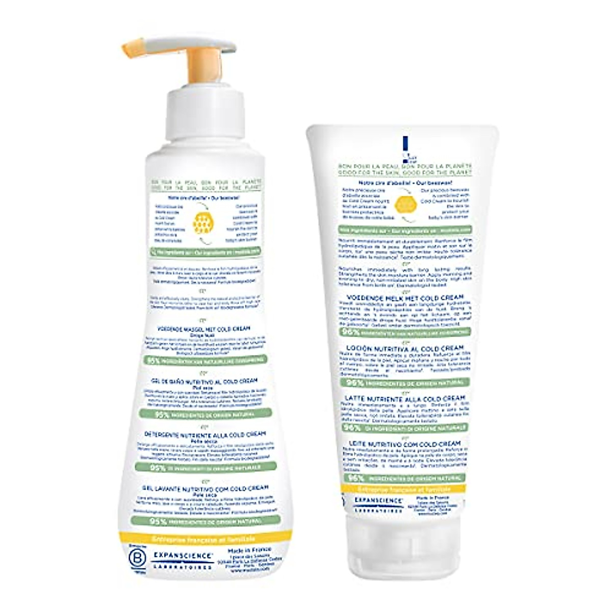 Mustela Baby Dry Skin Bath Time Gift Set - Baby Skin Care Essentials - with Natural Avocado & Cold Cream - 2 Items Set