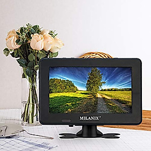 Milanix 7” Rechargeable Small Portable TV with LCD Widescreen Display, 2-Way Stand, Digital Tuner, and High-Power Antenna for Home, Camping, Car Travel, and RV, USB and SD Card Slot, FM Radio, AV Input