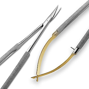 SURGICAL ONLINE Premium Grade Castroviejo Micro Forceps, Scissors Set - Versatile Microsurgical Instrument, Corrosion Resistant Stainless Steel, Tungsten Carbide