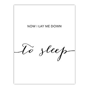 Andaz Press Unframed Black White Wall Art Decor Poster Print, Bible Verses, Now I Lay Me Down to Sleep Nightime Prayer, 4-Pack, Unique Christian Christmas Birthday Gift for Him Her New Home
