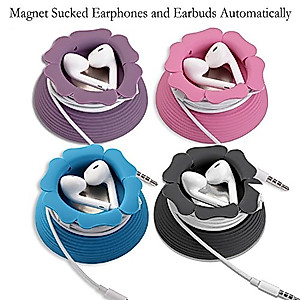 Earbud Case Holder Pack [4 Pack], MAIRUI Earphone Case Wrap Earbuds Nest Tangle Free Silicone Magnetic Organzier