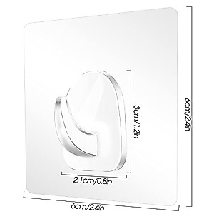 Command Hooks Clear, 10Pcs Adhesive Hooks, Clear Command Hooks, Plastic Hooks, Wall Hooks for Hanging, Drill-Free Wall Hooks, Seamless Hooks, Heavy Duty Hooks for Kitchen Bathroom
