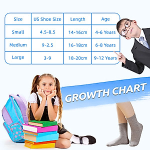 Kids Boy Girls Classics Athletic Socks Little Toddlers Casual School Uniform Sports Soft Breathable Cotton Crew Socks (10 Pairs Black&Grey, 6-8 Years)