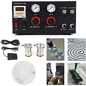 AB Adhesive Vuccum Glue Dispenser Machine AC 110V Semi-auto Digital Glue Dispenser with 2X500ml Stainless Steel Tanks and Foot Pedal Control Mode,Paste Liquid Adhesive Controller Dropper Machine