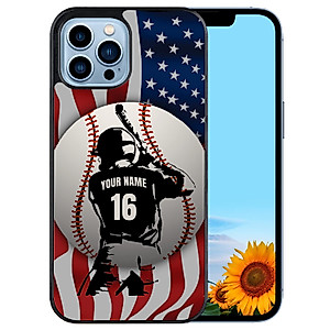 Personalized Baseball Player Name Number America Flag Design Rubber Cover Phone Case for Google Pixel 4/4A/4XL/5/5XL/6/6 PRO/7/7 Pro Custom Baseball Phone case