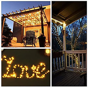 AZNOSUN Outdoor Solar String Lights, 2 Pack 120 led 39 feet Solar Fairy Lights LED Waterproof 8 Patterns Home Decoration Garden Trees Christmas Garden Terrace Party Lights