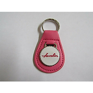 JAVELIN SCRIPT EMBLEM LOGO LEATHER KEYCHAIN - MAGENTA