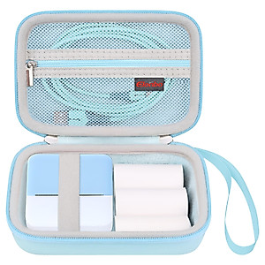 Elonbo Carrying Case for cudinham ​​​Thermal Mini Printer, Portable Inkless Sticker Maker Travel Bag, Wireless Bluetooth Label Printer Storage Holder, Mesh Pocket Fits printer paper Cable, Blue