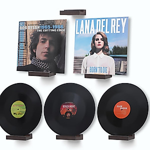 NIUBEST Wood Vinyl Record Shelf Wall Mount, Small Wall Record Holder Display Shelf, Vinyl Record Shelves Record Album Display Holder for LP, CD, Book Art Storage Vintage Home Decor