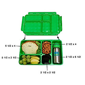 Go Green Lunch Box Lunch Box Set With 5 Compartment Leak-Proof Bento Lunch Box, Insulated Carrying Bag, Beverage Bottle, and Gel Freezer Pack Adults and Kids Space Planets Black White (Spaced Out)